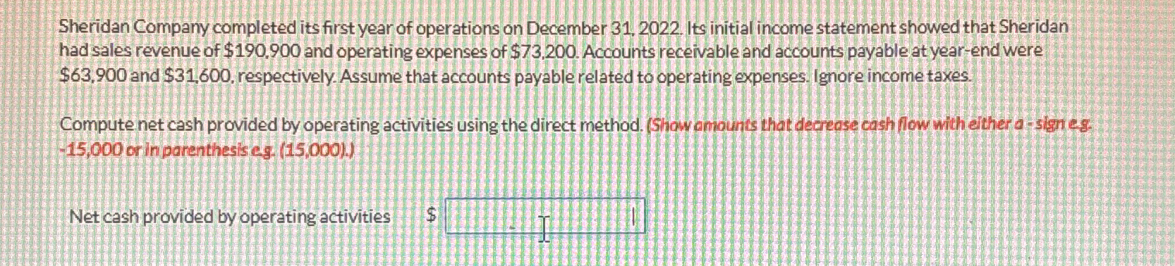 Solved Sheridan Company completed its first year of | Chegg.com