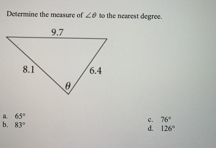 Solved Determine the measure of Ze to the nearest degree. | Chegg.com