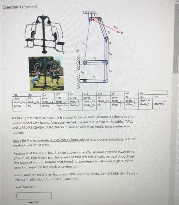Question 1 ( 3 points) A Chest press exercise machine | Chegg.com