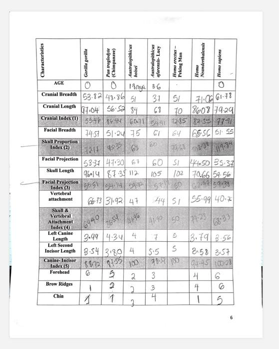 Characteristics Cranial Breadth 71.04 6177 56 52 84 | Chegg.com