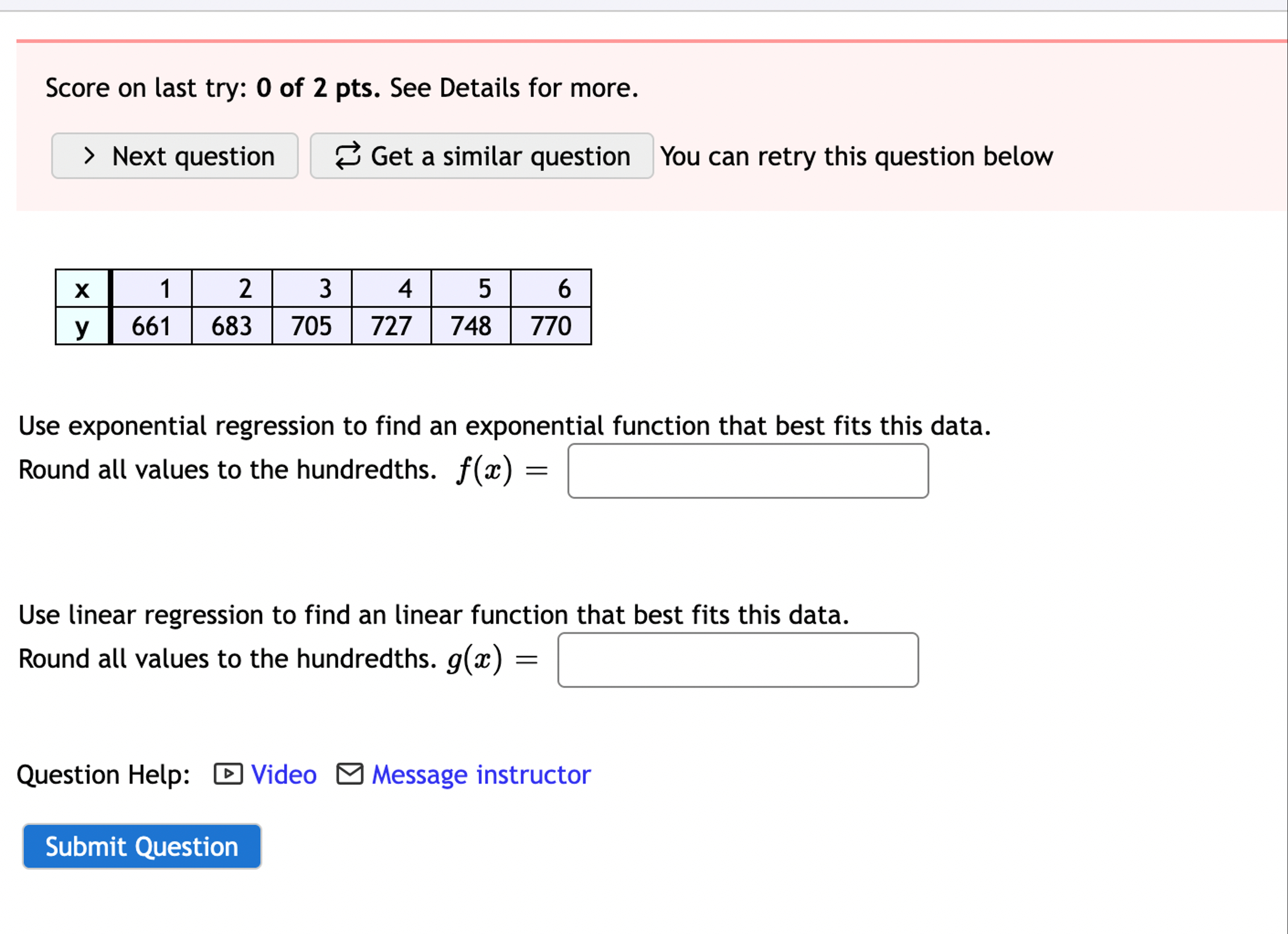 Solved Use exponential regression to find an exponential | Chegg.com