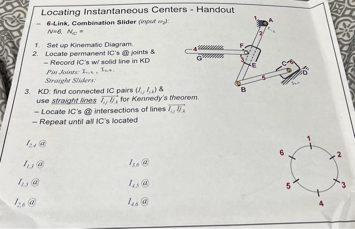 Solved Locating Instantaneous Centers - Handout - 6-Link, | Chegg.com