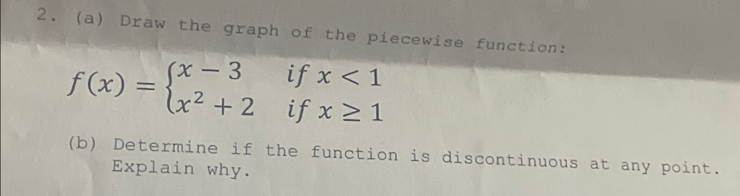 Solved (a) ﻿Draw the graph of the piecewise | Chegg.com