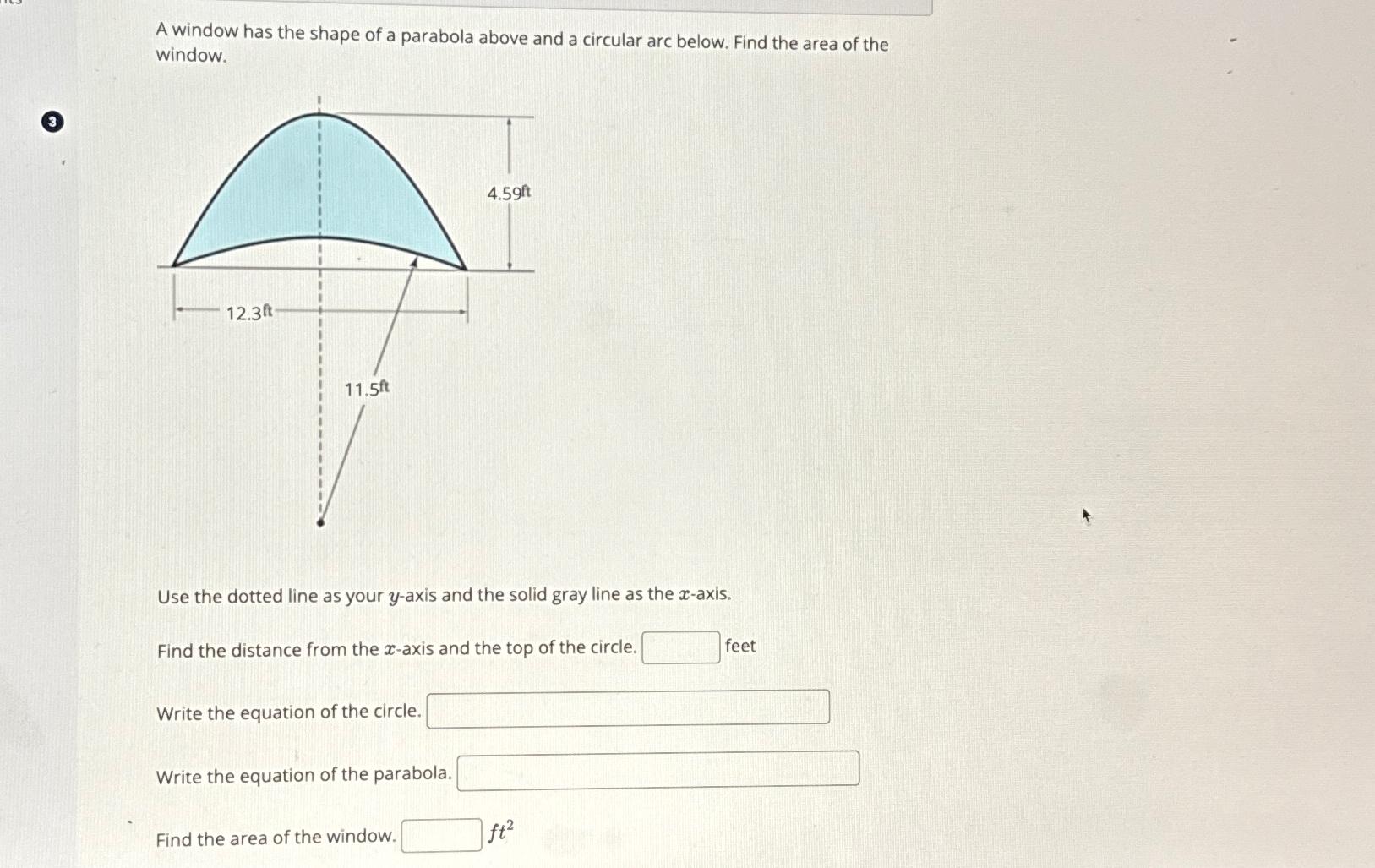 Solved A window has the shape of a parabola above and a | Chegg.com