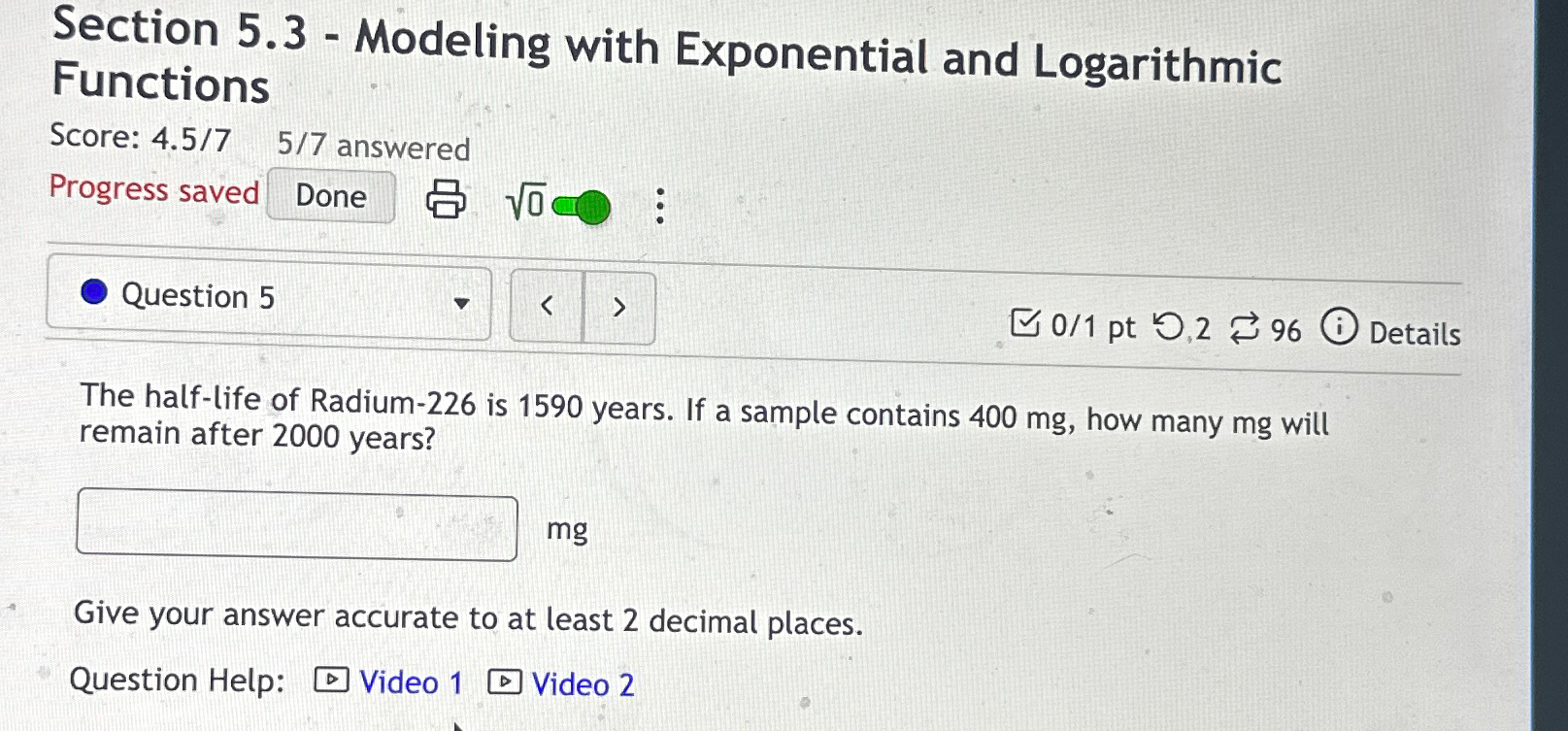 Solved Section 5.3 - ﻿Modeling with Exponential and | Chegg.com
