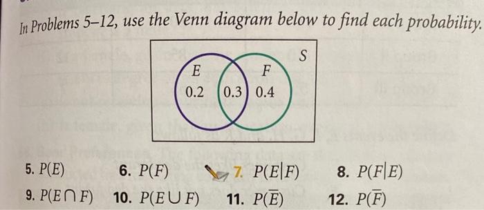 Solved In Problems 5-12, use the Venn diagram below to find | Chegg.com