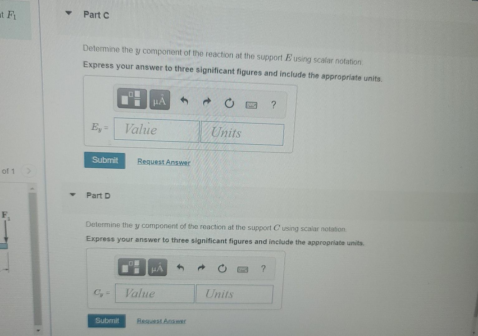 Solved at Fi Part C Determine the y component of the | Chegg.com