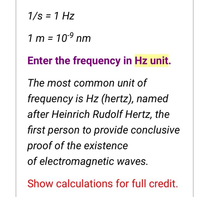 Solved Calculate the frequency of the 670 nm wavelength | Chegg.com