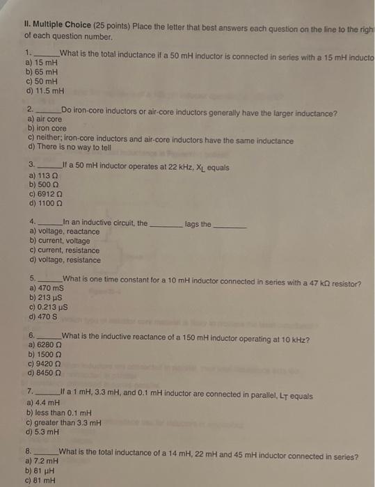 Solved 1. True/False ( 15 points). Place the letter ( T or F | Chegg.com