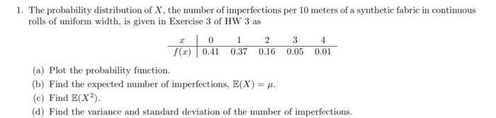 Solved 1. The probability distribution of X, the number of | Chegg.com