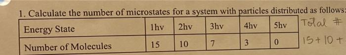 Solved 1. Calculate the number of microstates for a system | Chegg.com