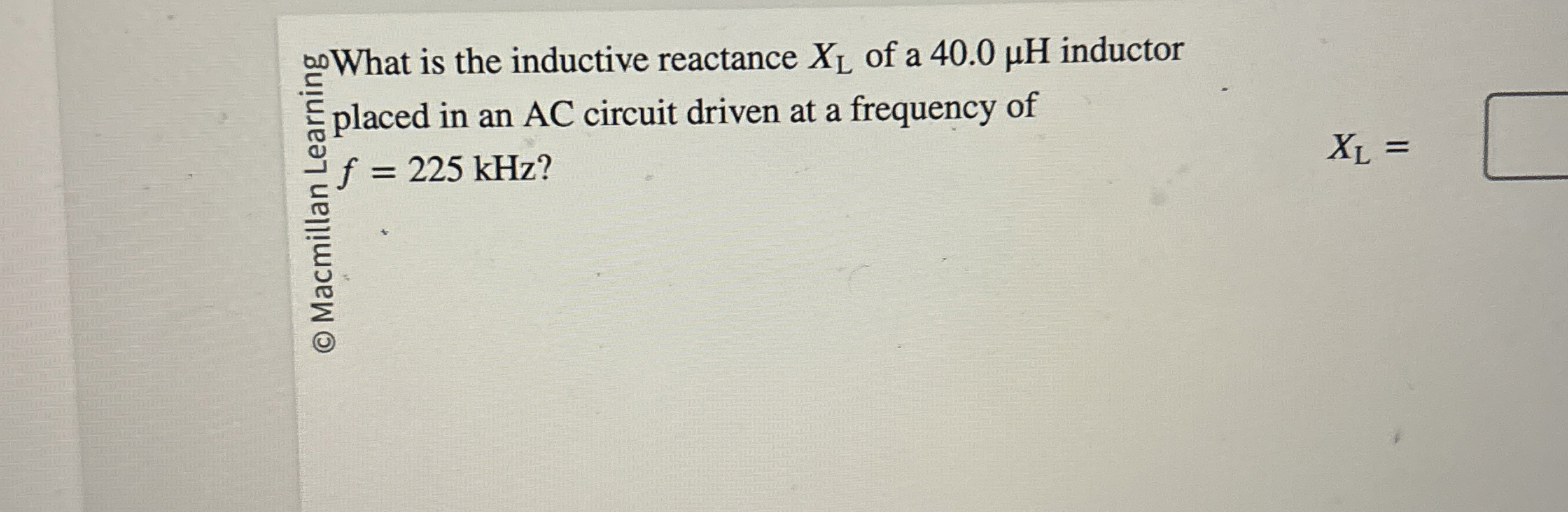 Solved 00 ﻿what Is The Inductive Reactance Xl ﻿of A 40 0μh