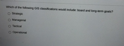 Solved Which of the following GIS classifications would | Chegg.com