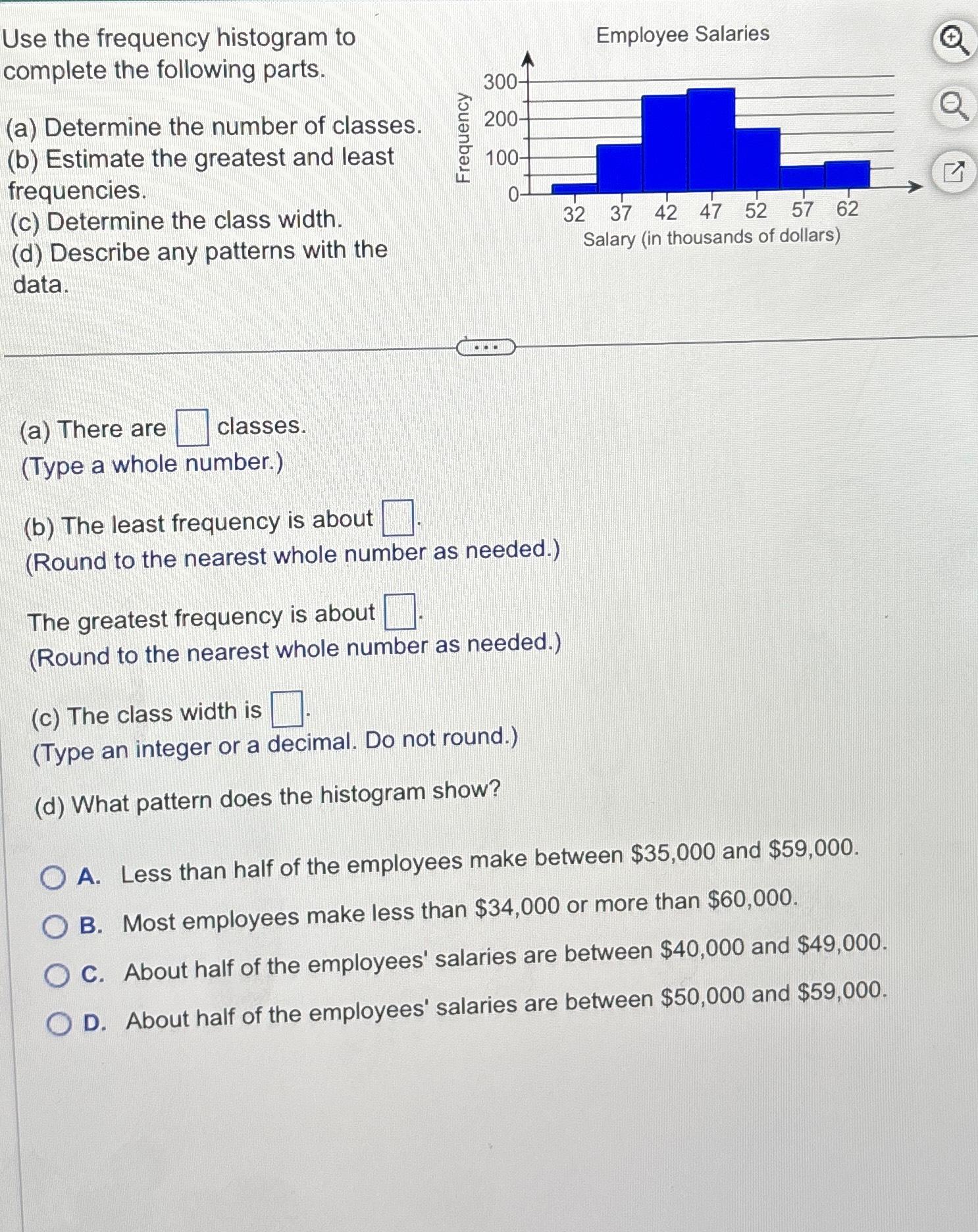 Solved Use the frequency histogram to complete the following | Chegg.com