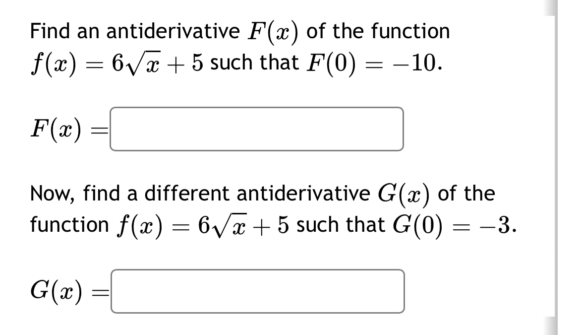 Solved Find an antiderivative F(x) ﻿of the function | Chegg.com