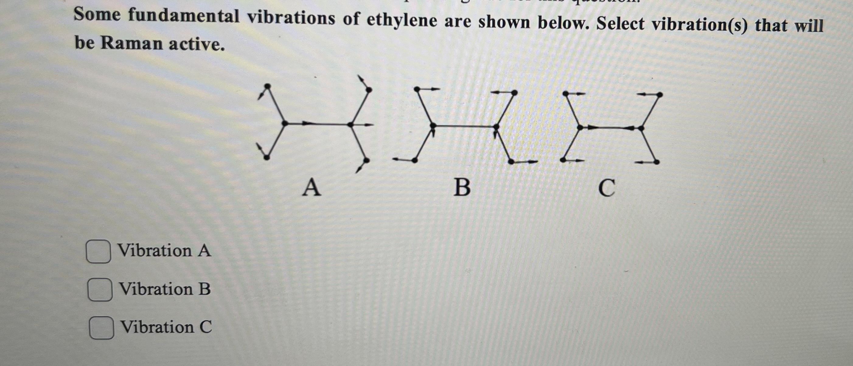Solved Some fundamental vibrations of ethylene are shown | Chegg.com