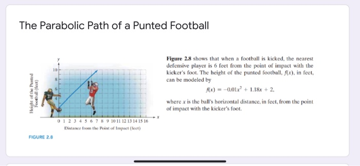 Solved The Parabolic Path of a Punted Football Height of the | Chegg.com