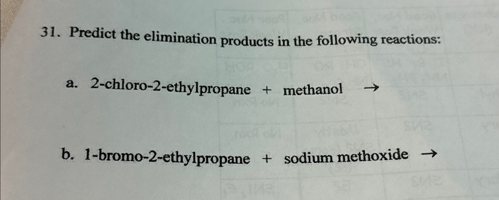 Solved Predict the elimination products in the following | Chegg.com