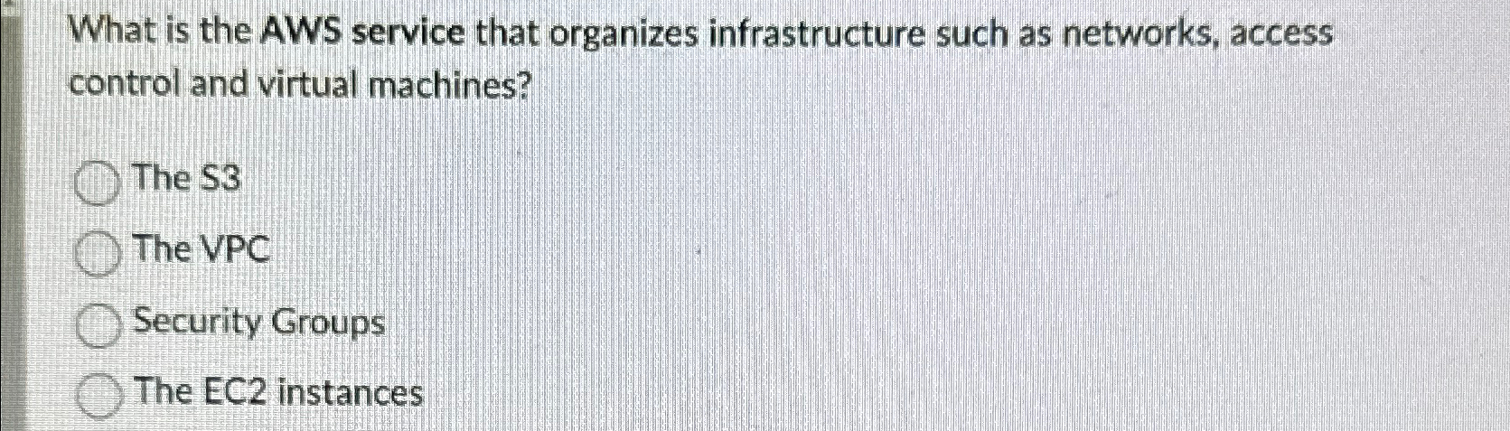 Solved What is the AWS service that organizes infrastructure | Chegg.com