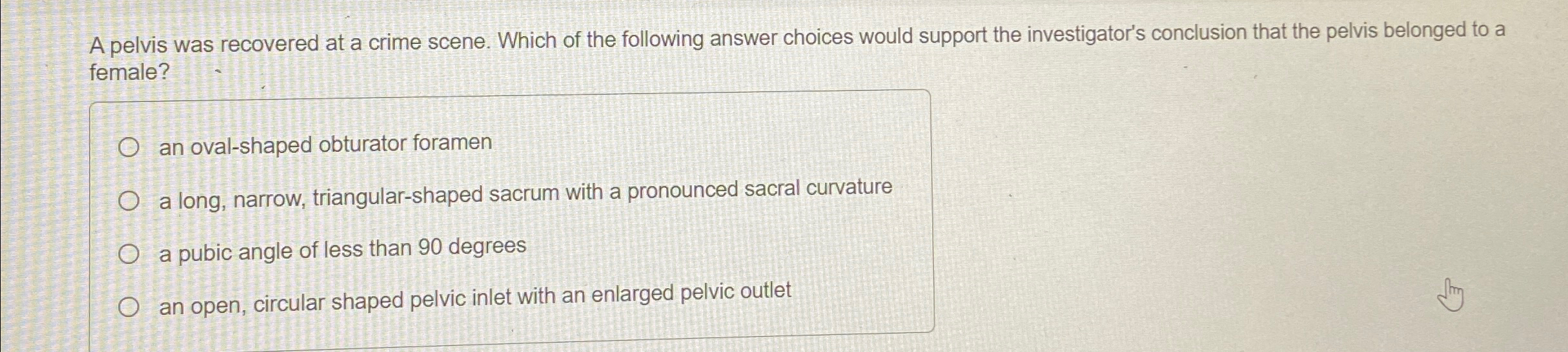 Solved A pelvis was recovered at a crime scene. Which of the | Chegg.com