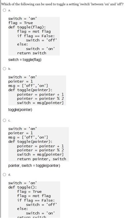 Solved Which of the following can be used to toggle a | Chegg.com