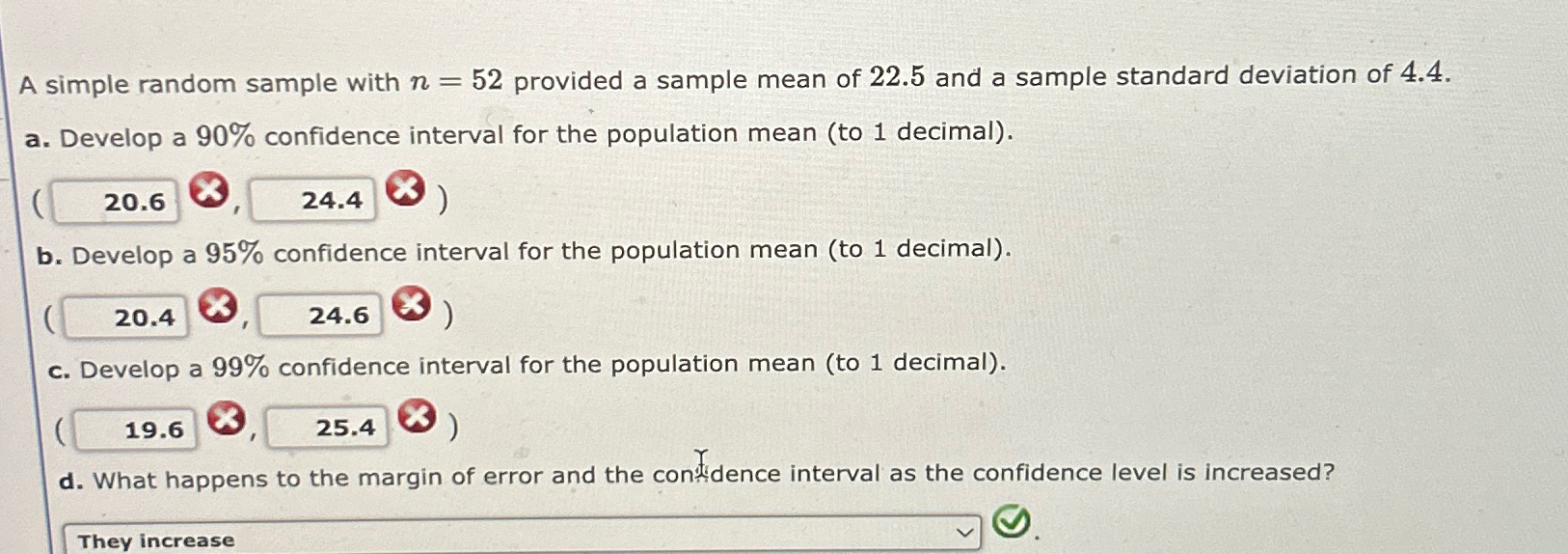 Solved A simple random sample with n=52 ﻿provided a sample | Chegg.com
