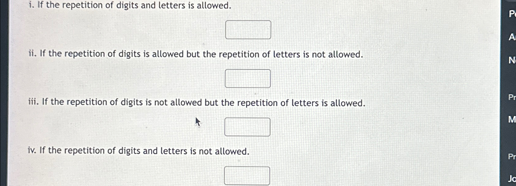 i. ﻿If the repetition of digits and letters is | Chegg.com