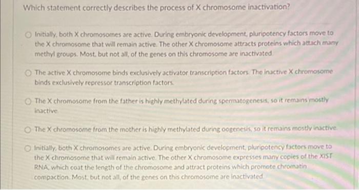 Solved Which statement correctly describes the process of X | Chegg.com