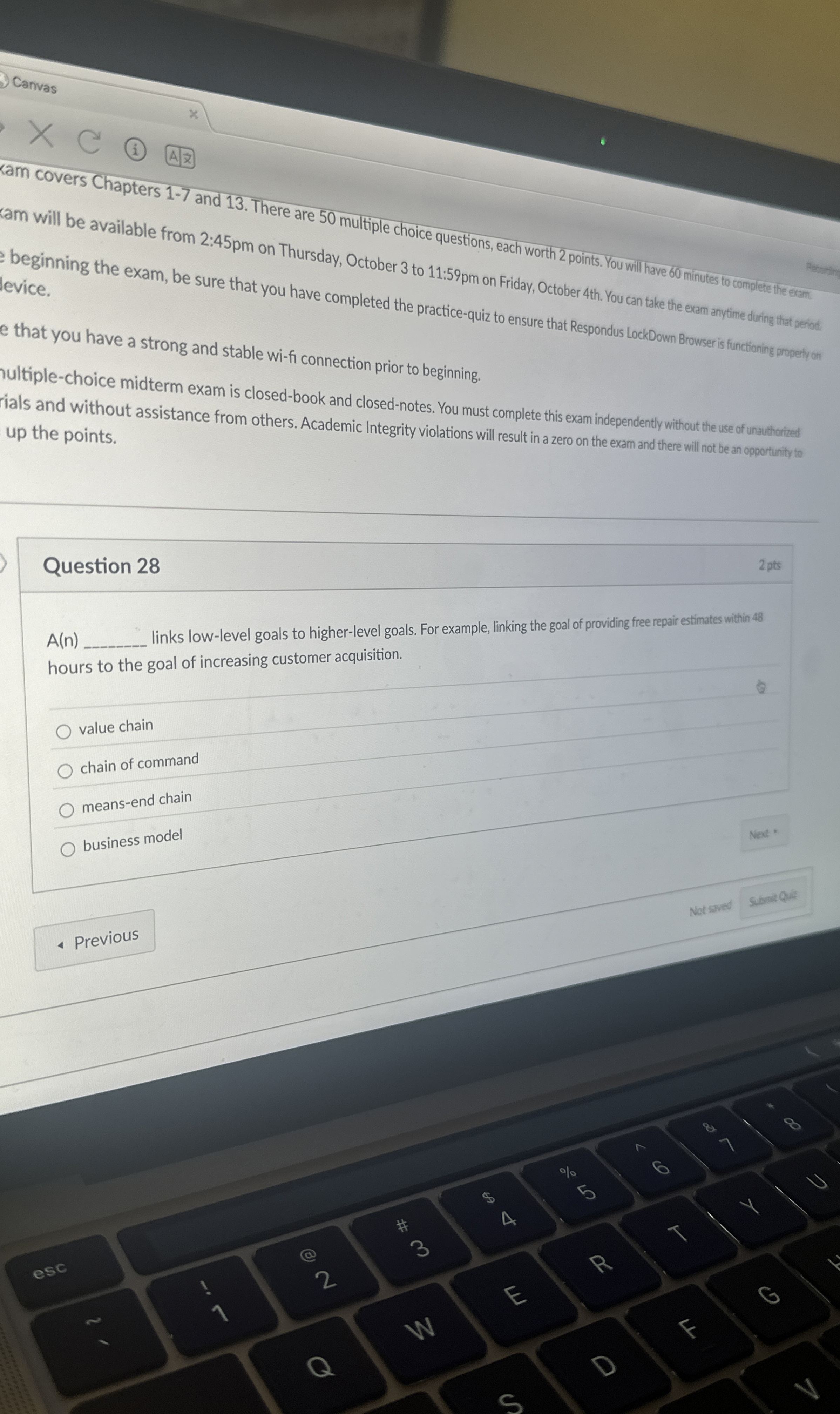 Solved Question 28A(n)links low-level goals to higher-level | Chegg.com