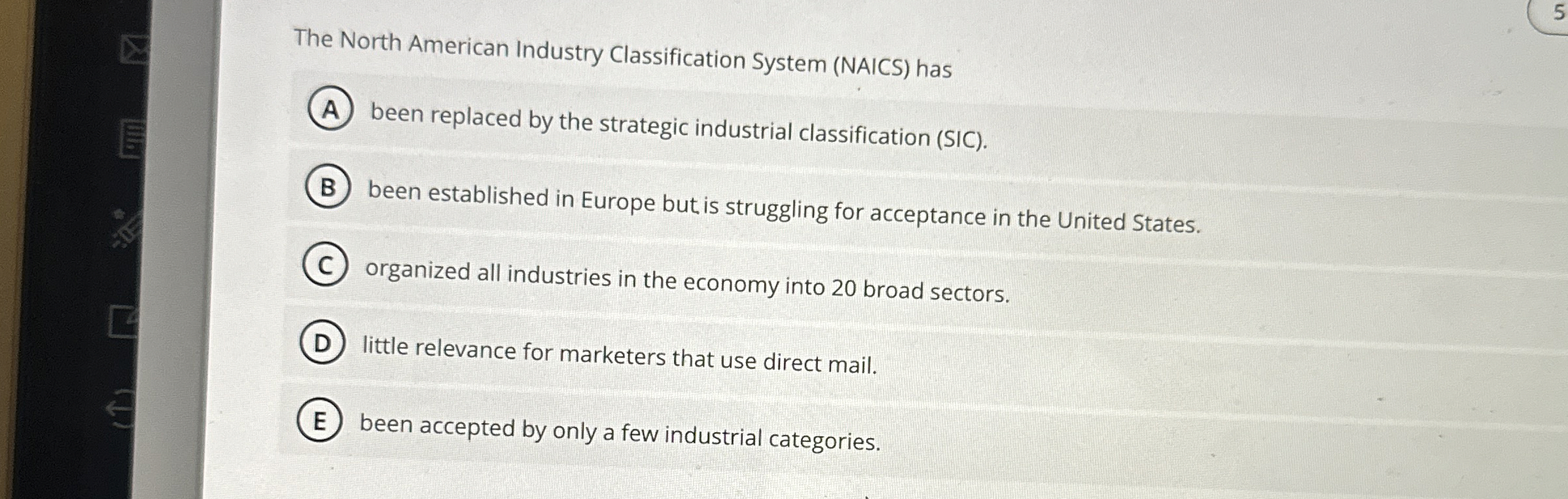 Solved The North American Industry Classification System | Chegg.com
