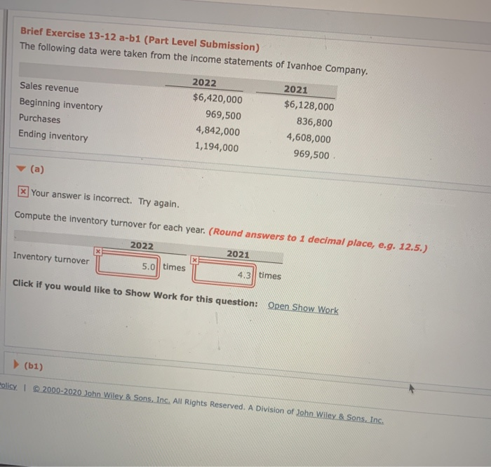 Solved Brief Exercise 13-12 a-b1 (Part Level Submission) The | Chegg.com