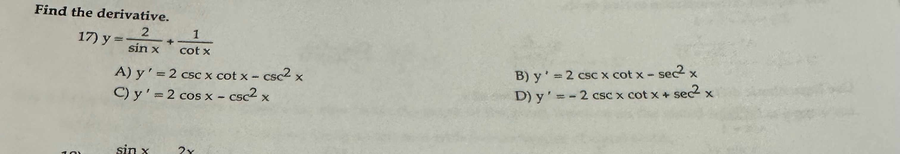 Solved Find the derivative. | Chegg.com