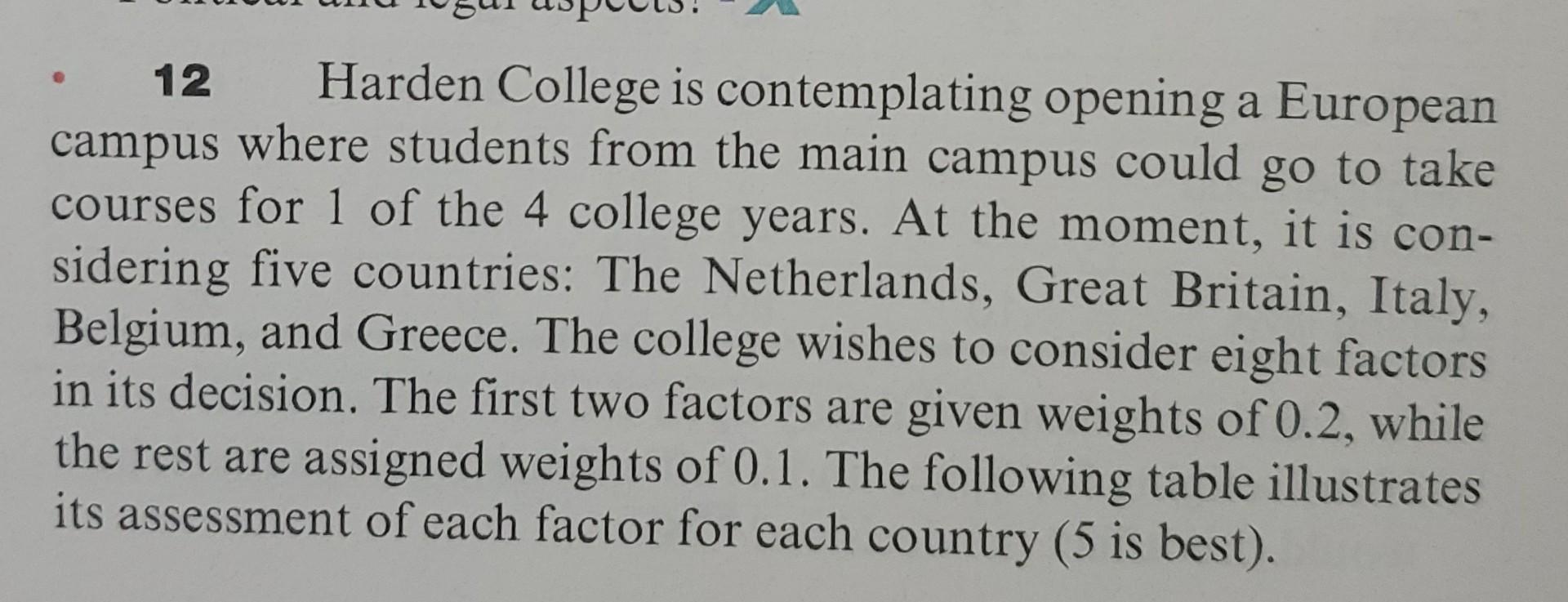 Solved - 12 Harden College is contemplating opening a | Chegg.com
