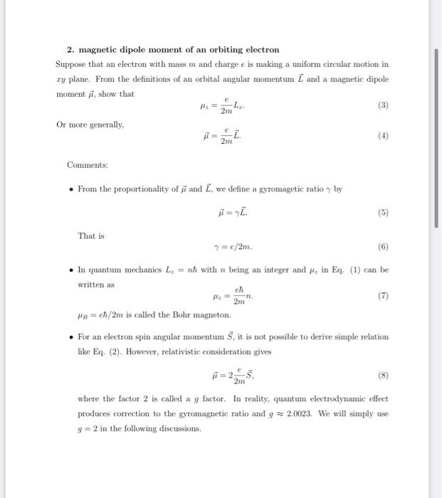 Solved 2. magnetic dipole moment of an orbiting electron | Chegg.com