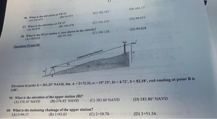 Solved Elevation at point A=361.29′ NAVD, Sta. | Chegg.com