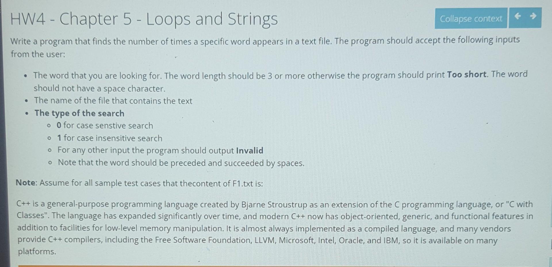 Solved Hw4 Chapter 5 Loops And Strings Collapse Context
