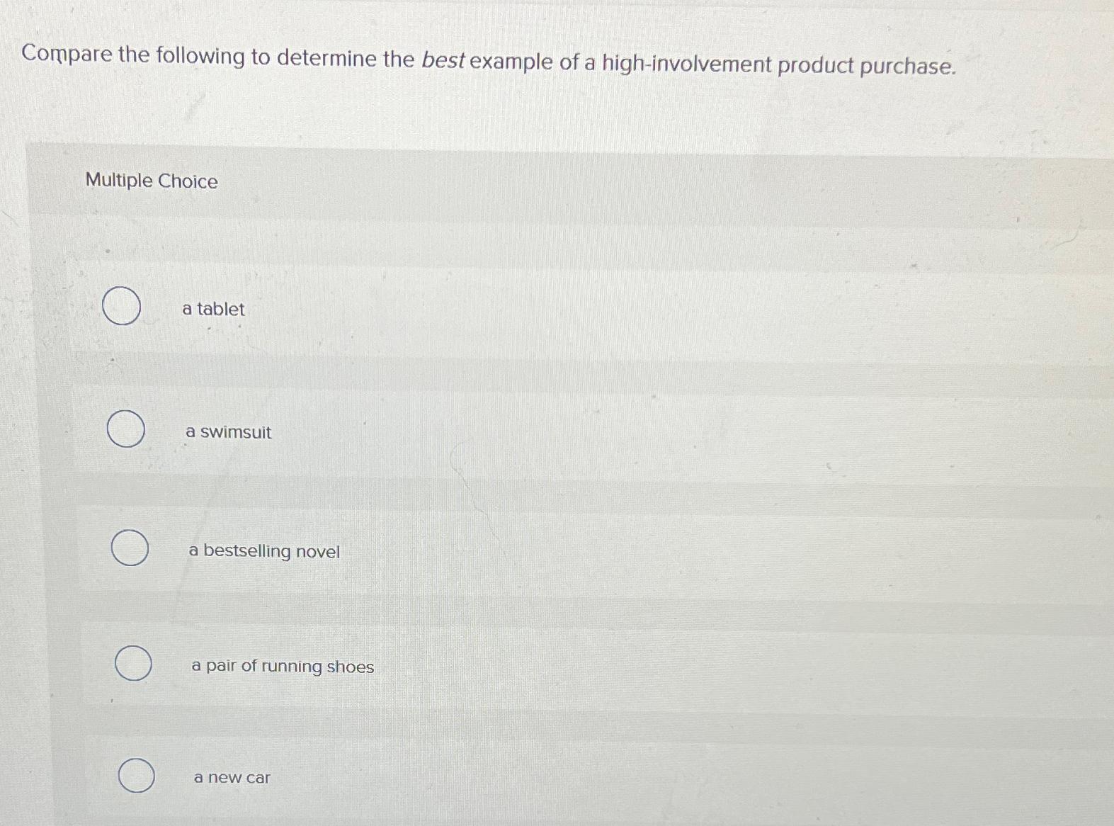 Solved Compare the following to determine the best example | Chegg.com
