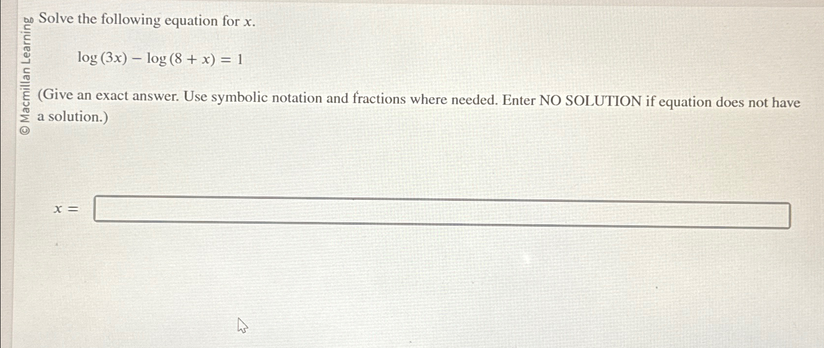 Solved bolve the following equation for | Chegg.com