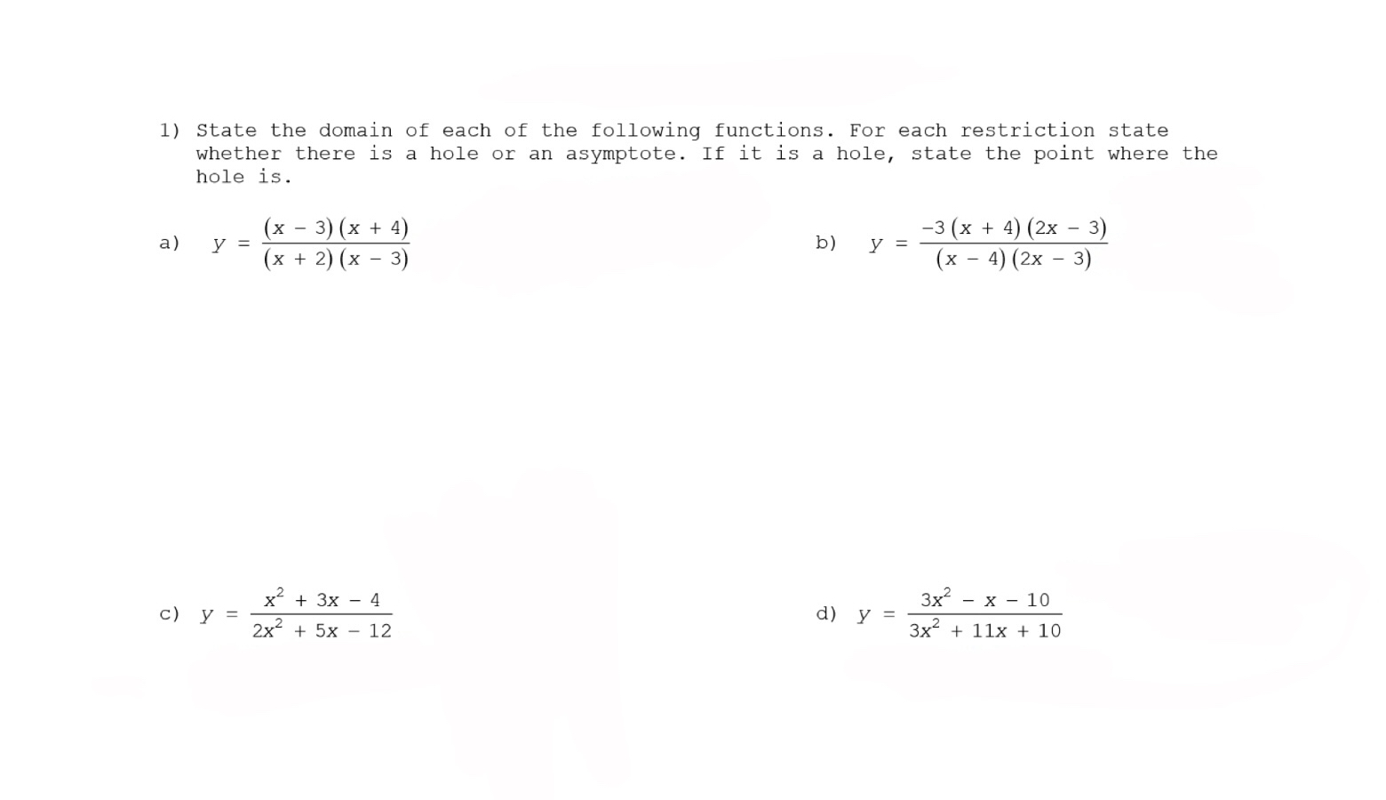 Solved State the domain of each of the following functions. | Chegg.com