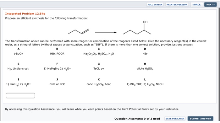 Solved FULL SCREEN PRINTER VERSION « BACK NEXT Integrated | Chegg.com