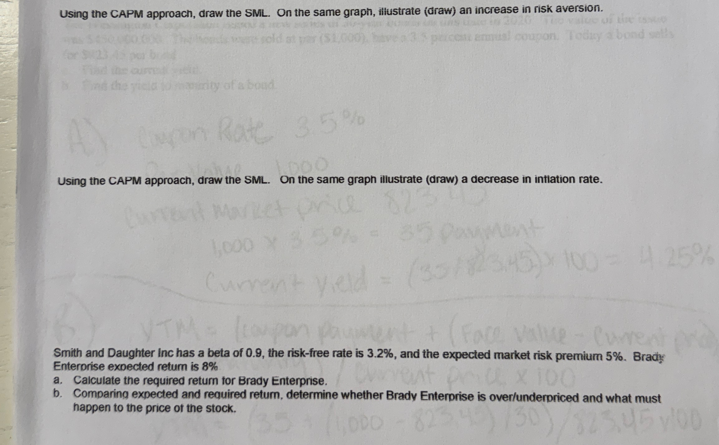 Solved Using the CAPM approach, draw the SML. ﻿On the same | Chegg.com