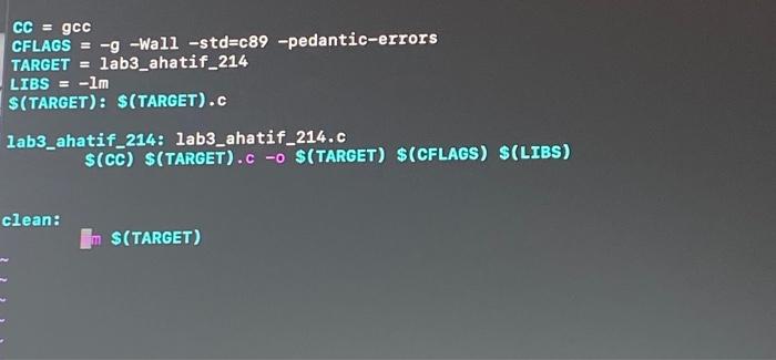 cc=gcc CFLAGS =−g-Wall - std = c89 - pedantic-errors | Chegg.com