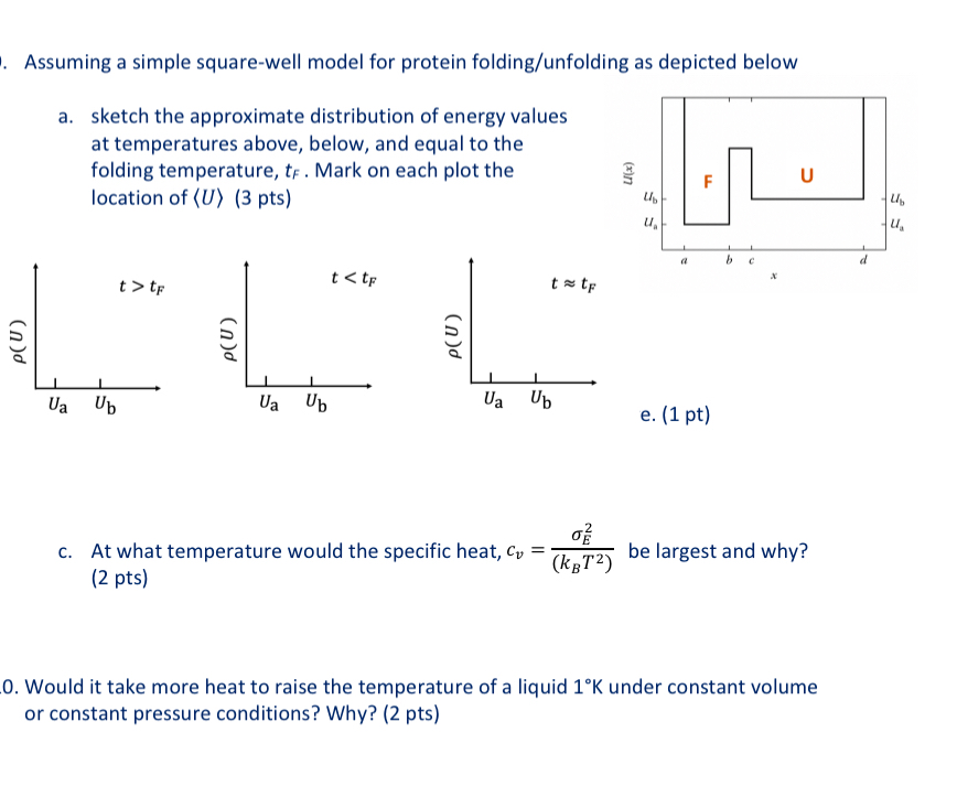 Solved Assuming a simple square-well model for protein | Chegg.com