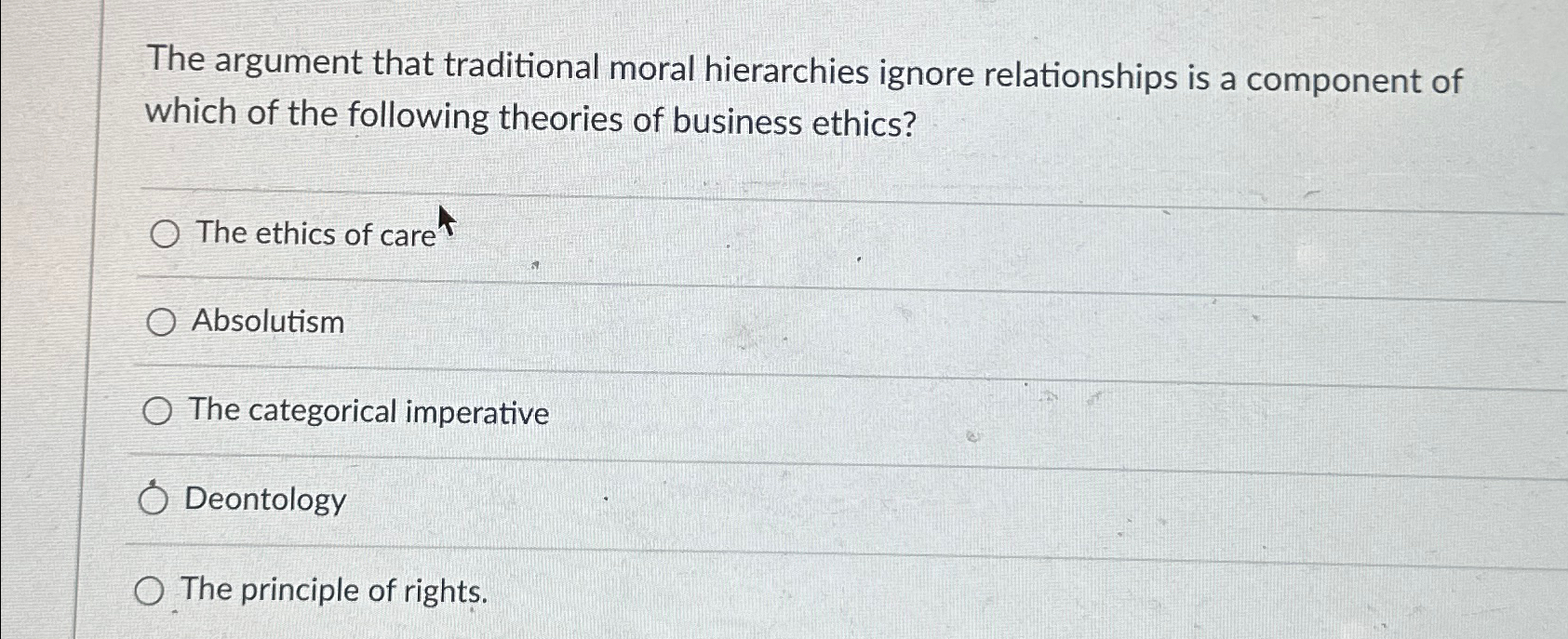 Solved The argument that traditional moral hierarchies | Chegg.com