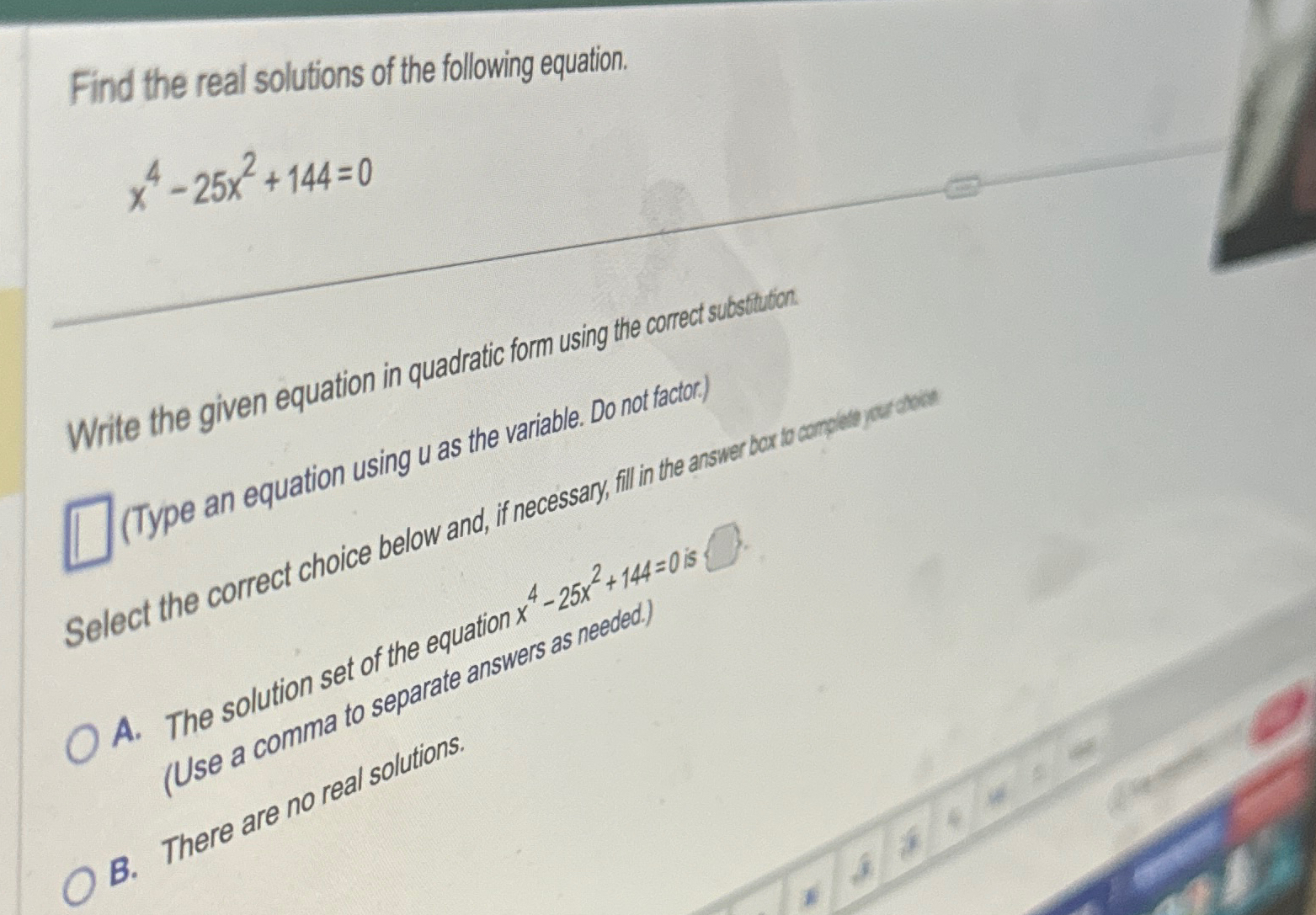 Solved Find the real solutions of the following | Chegg.com