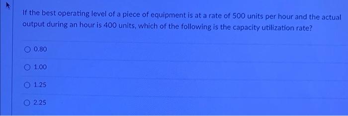 Solved If the best operating level of a piece of equipment | Chegg.com