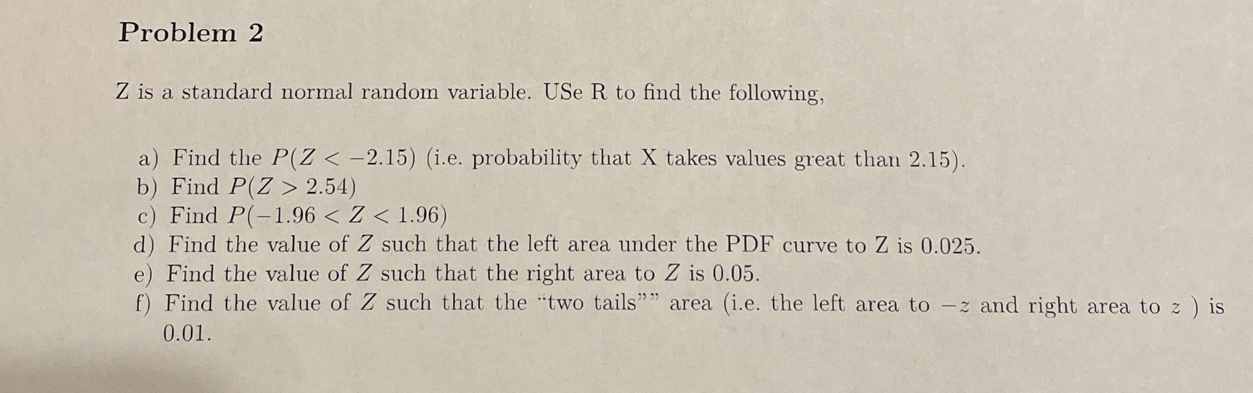 Solved Problem 2Z is a standard normal random variable. USe | Chegg.com