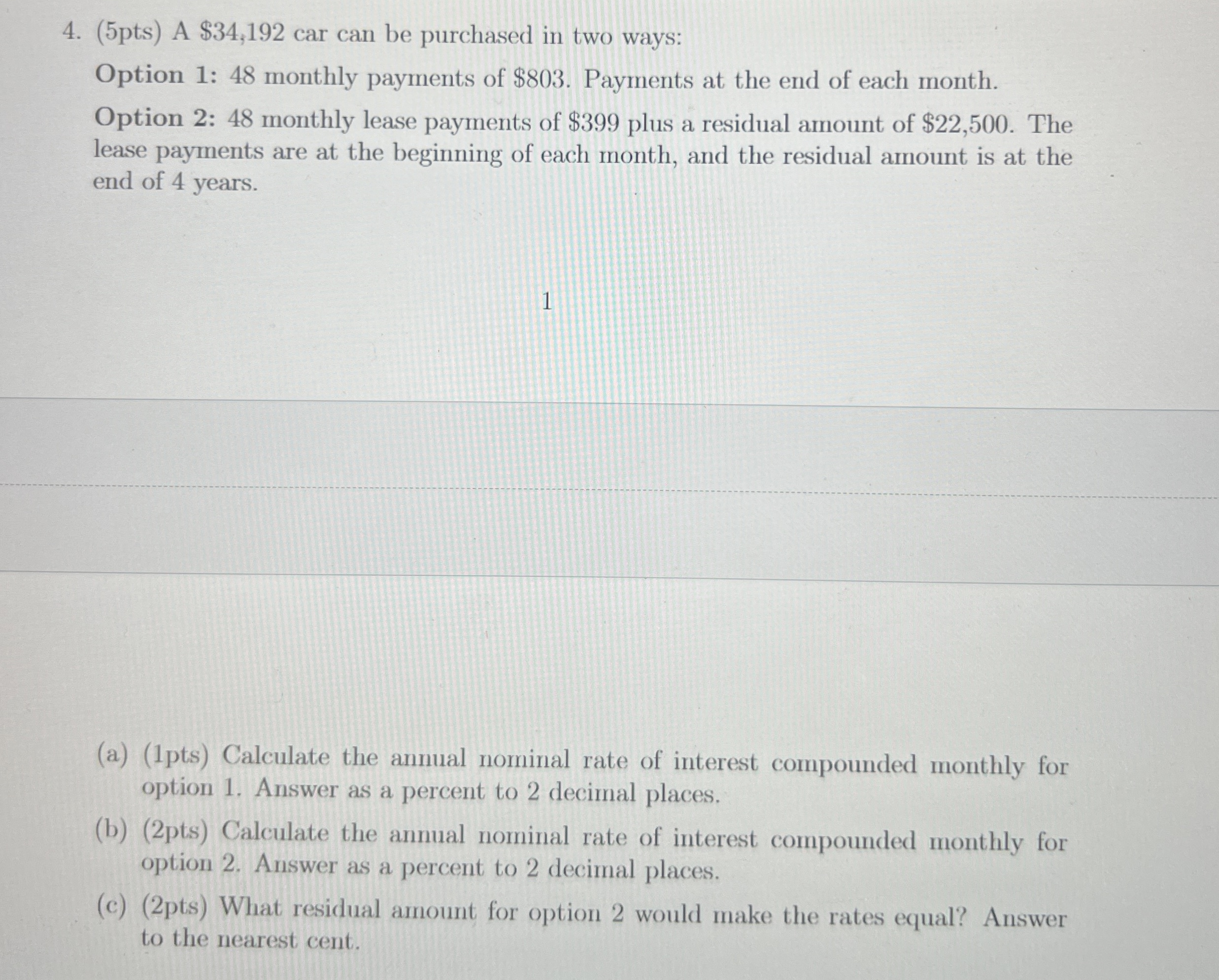 Solved (a) (1pts) ﻿Calculate the annual nominal rate of | Chegg.com