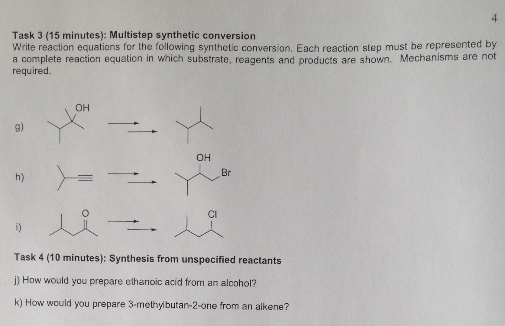 Solved Task 3 (15 minutes): Multistep synthetic conversion | Chegg.com