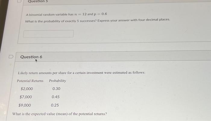 Solved A binomial random variable has n=12 and p=0.6 What is | Chegg.com